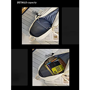 Indie Backpack School Japanese Asthetic Backpack INS Travel Bag Monochrome Backpack with Cute Pendant (yellow)