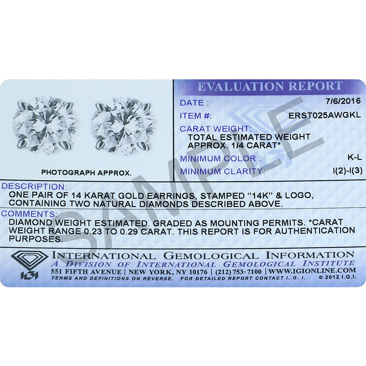 1/4 Carat TW Certified Round Diamond Solitaire Stud Earrings in 14K White Gold