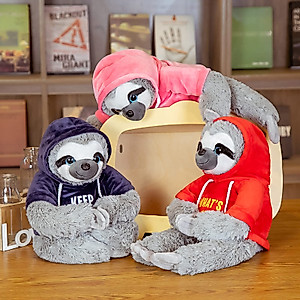 AKMRWJWC Sloth Stuffed Animals Soft Three-Toed Removable Pink T-Shirt Hanging Plush Sloth Hands That Connect Plush Toys 12 Inches