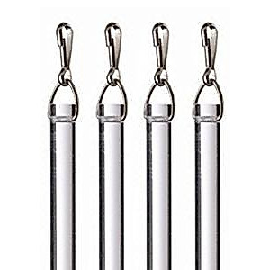 36" Heavy Duty Clear Acrylic Drapery Baton Curtain Wands 1/2" Thick with Stainless Steel Snap Hooks (4-Pack)