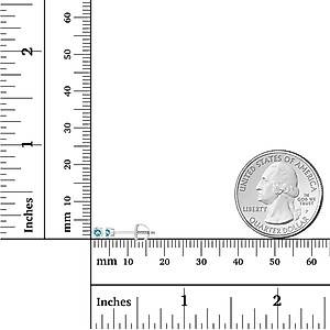 925 Sterling Silver 3mm Round Natural Aquamarine March Birthstone Screwback Stud Earrings