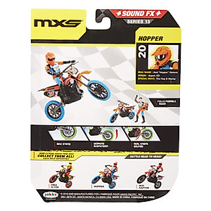 MXS Motocross Bike Toys Moto Extreme Sports, Bike & Rider with SFX Sounds by Jakks Pacific Action Figure Playsets - #20 Orange & Blue Rider, for Kids Ages 5+, (Model: 405052)