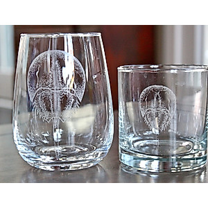 HullSpeed Designs Horseshoe Crab - Engraved Rocks Glass Set of 2