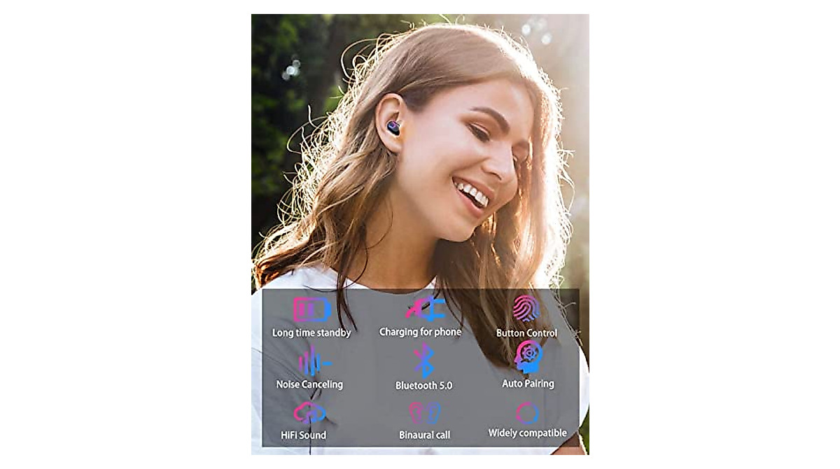 GPEESTRAC True Wireless Earbuds - Bluetooth 5.0, Hi-Fi Stereo, Waterproof