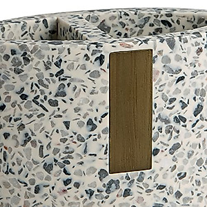 Allure Home Creation Lerrazzo 4-Piece Resin with Bamboo Bathroom Accessory Set in Grey/Natural Terrazzo Look Finish