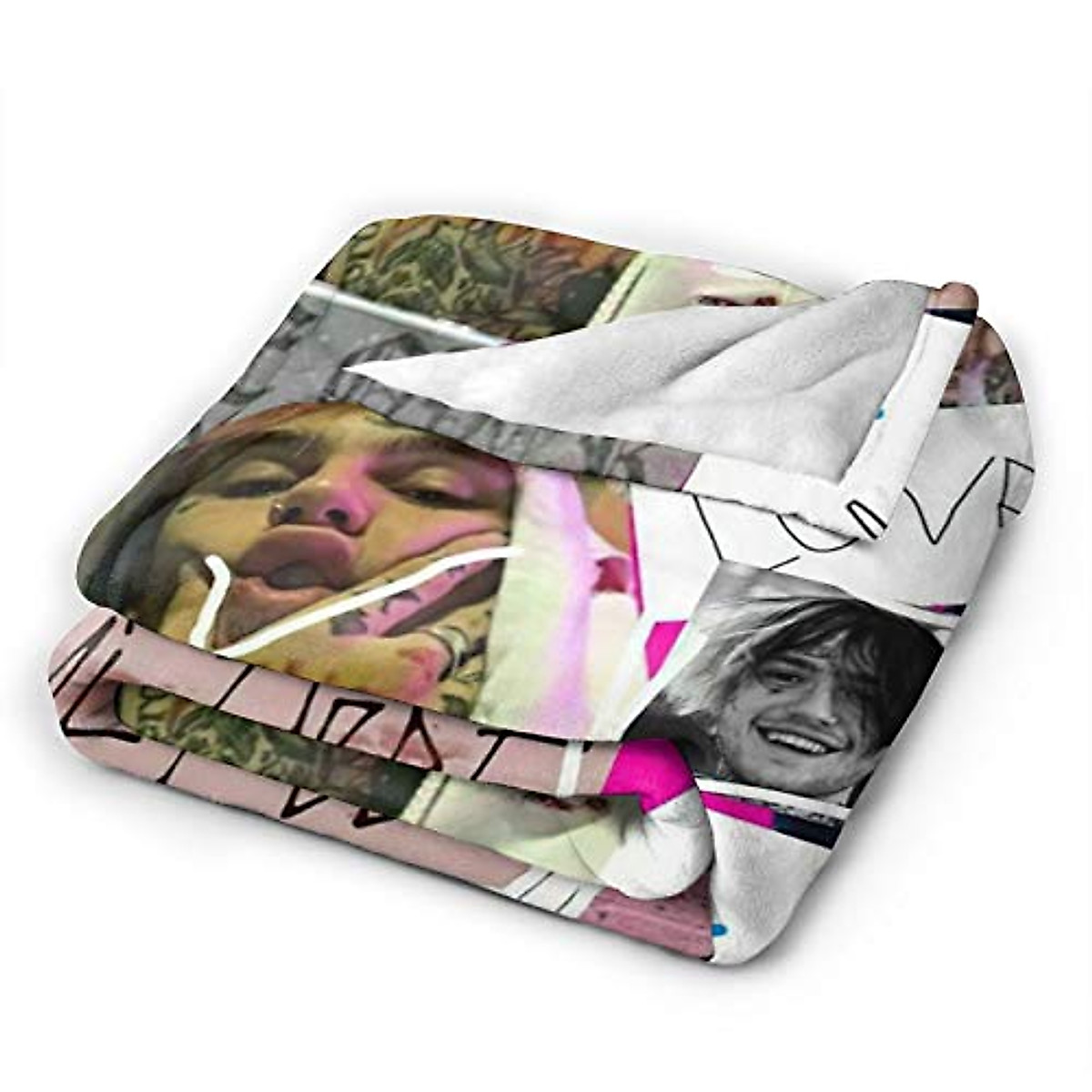 CNAOWHG Lil Blanket Peep Rapper Flannel Blanket Hippie Psychedelic Art 3D Printed Soft Shaggy Throw Blanket All Season Warm Blanket for Couch Sofa Bedroom Decoration 50"x40"