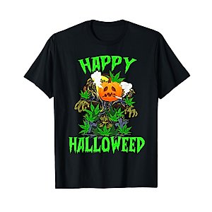 Funny Pumpkin Stoner Smoking Weed Happy Halloweed Halloween T-Shirt