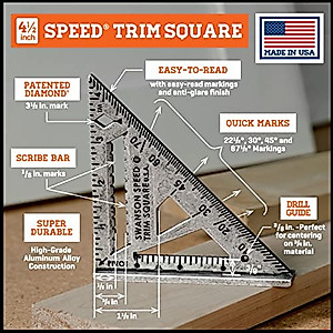 Swanson Tool Co Value Pack Includes 4 1/2 Inch Speed Trim Square and 6" Combination Square