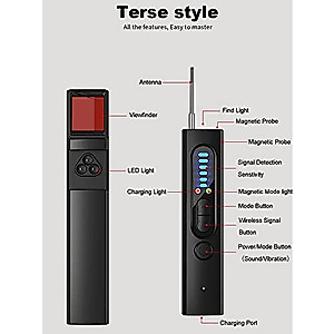 WGP Hidden Camera Detectors, Hidden Devices/Bug/Anti Spy/Listing Device/GPS Tracker/RF Detector, 5 Sensitivity Levels, 25H Working Time, Home Office Travel