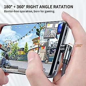 ESSAGER Magnetic Charging Cable 4 Pack(3.3+3.3+6.6+6.6) ft, 360°& 180°Rotation Magnetic Charger Cable with LED Compatible with USB C Type-c Micro 3 in 1 Charger Cable(Black)