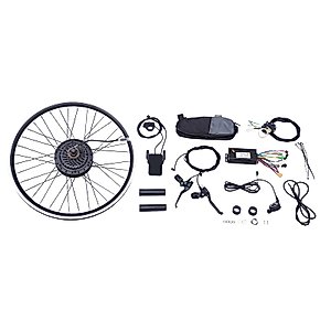 Electric Bicycle Motor Kit 36V 500W 24" Rear Wheel Bike Powerful E-Bike Replacement Set Conversion Kit E-Bike Cycling Hub Conversion Dual Controller with Throttles,5 Gears Adjustable