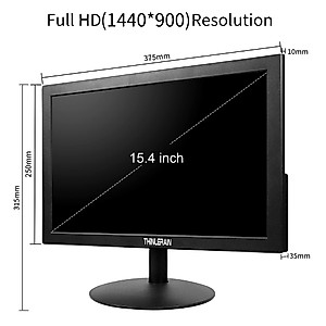 Thinlerain 15 inch PC Monitor Desktop Monitor with 1440×900, Small Monitor with 16:10 LED Monitor, TFT Panel, 60 Hz, 5Ms, VGA, HDMI, Built-in Speakers