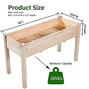 TMEE 4FT Raised Garden Bed Wooden Elevated Wood Planter Garden Box Kit for Vegetable Flower Herb Gardening Backyard Patio, Easy Assembly, 30in Height
