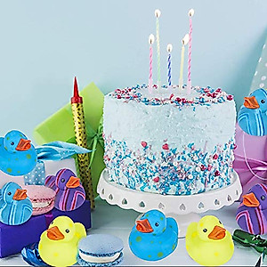 ArtCreativity Multicolored Pattern Rubber Duckies for Kids, Pack of 12 Cute Duck Bath Tub Pool Toys, Fun Carnival Supplies, Birthday Party Favors for Boys and Girls