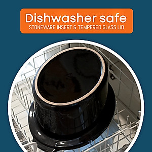 Elite Gourmet MST-1234B## 6 Quart Diamond Pattern Slow Cooker, Removable, Dishwasher-Safe Stoneware Pot with Tempered Glass Lid, Cool-Touch Handles, 6 Quart, Black