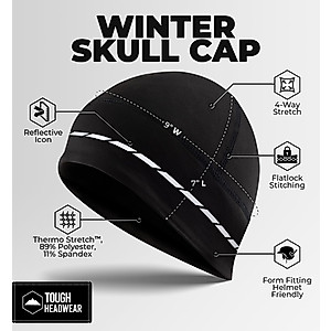 Tough Headwear Winter Skull Caps for Men, Skull Cap Football, Helmet Liner, Running Beanie, Cycling Cap, Motorcycle Skull Cap