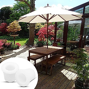 2Pcs Patio Table Umbrella Hole Ring Plug, Pool Umbrella Sleeve Stabilizer Cone Wedge, Silicone Umbrella Table Ring Hole Insert for 2-2.5 Inch Table Hole or 1.5 Inch Pool Umbrella Adapter (White)