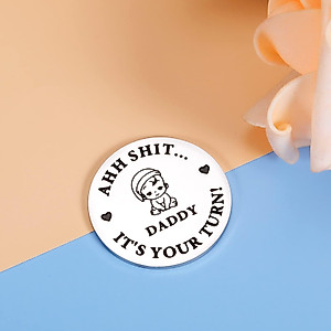 Funny Baby Gift New Dad Mom Decision Coin Gifts for Dad Mom to be, Pregnancy Gifts for First Time Moms Dads Daddy Mummy, Baby Shower Announcement, New Parents Gifts for Fathers Day, Double-Sided