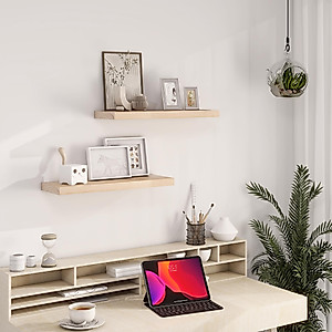 Heimlove Rustic Farmhouse Floating Shelves 24 inch,8 Inch Deep Solid Pine Wood Wall Shelf for Bathroom,Bedroom,Living Room,24" W x 8" D-Set of 2-Unfinished-DIY