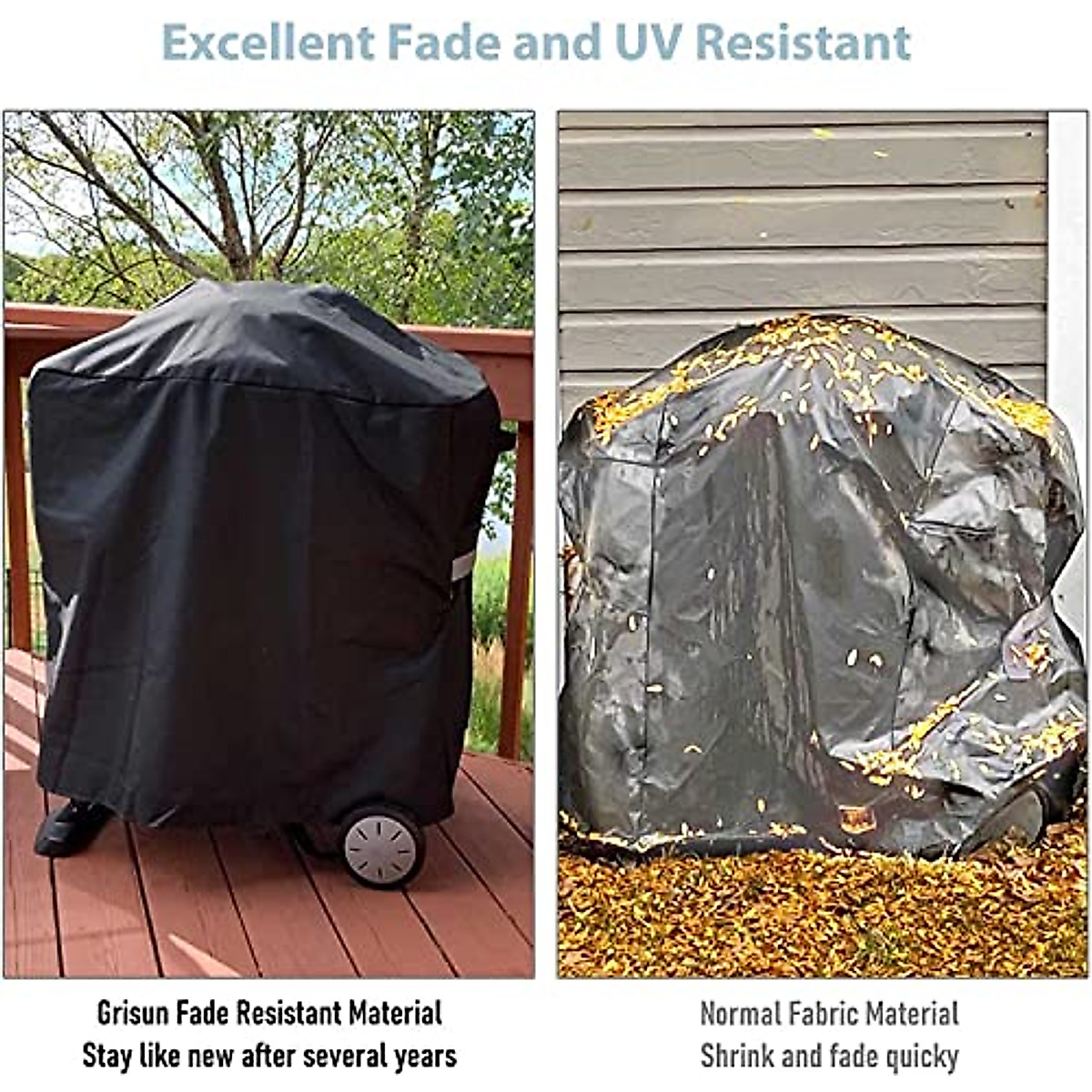 Grisun 7113 Grill Cover for Weber Q100/Q1000/Q200/Q2000 Grills with Portable Cart, Anti-Fade Waterproof Grill Cover for Weber Q2400/Q2200/Q1200/Q220/Q120 Grills, Full Length, Black