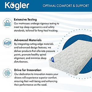 Kogler Innerspring Hybrid Semi-Truck/RV Mattress - 7" Trucker Mattress, 32x80