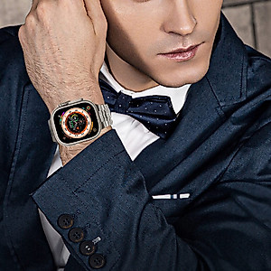 WINGLE Metal Band for Apple Watch Band Ultra 2/Ultra Band 49mm Men, Series 10 46mm, 9/8/7 45mm, SE/6/5/4 44mm, 3/2/1 42mm, Stainless Steel Bands with Folding Clasp iWatch Strap Link Bracelet, Titanium