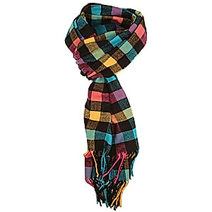 Cashmere Feel Soft Plaid Shawl Premium Quality Scarf with Fringes for women (Multi-Buffalo)