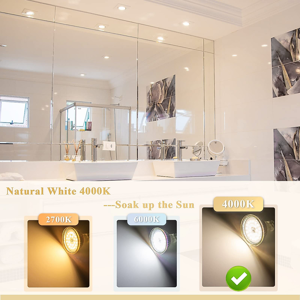 DiCUNO 6W MR16 LED Bulbs, 850LM 70W Halogen Equivalent, GU5.3 Bi-Pin Base Light Bulb 4000K Natural White, 12V Non-Dimmable 120 Degree Beam Angle, Replacement for Spotlight, Tracking Lighting, 6 Packs