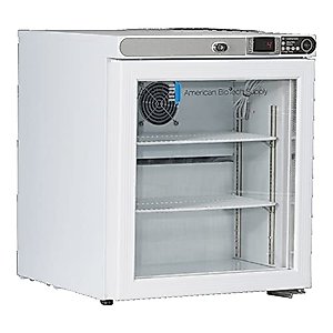 American BioTech Supply ABT-HC-UCFS-0104G Premier Undercounter Refrigerator, Freestanding, Glass Door, 1 cu. ft. Capacity, White