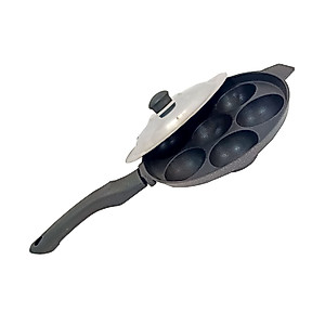 Generic Appam Pan Non Stick Pancake Mold Aluminium Ebelskiver Patra Appachatty Paniyaram Pan 7 Cavity Paniyarakkal Egg Pan Maker With Stainless Steel Lid