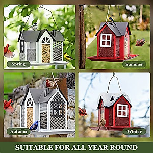 Kingsyard Bird Feeder House for Outside, Metal Mesh Wild Bird Feeder with Triple Feeders for Finch Cardinal Chickadee, Large Capacity, Weatherproof and Durable