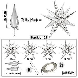 KatchOn, 50 Pieces Silver Star Balloons Metallic - 26 Inch | Silver Starburst Balloon, Spike Balloons | Silver Metallic Balloons, Silver Balloons | Star Foil Balloons, 2023 Graduation Decorations