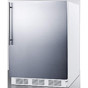 Summit Appliance FF61WBISSHV 24" Wide Built-In All-Refrigerator; 5.5 cu.ft.; Automatic Defrost; Stainless Steel Wrapped Door; Professional Thin Handle and White Cabinet