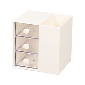 Plastic Desk Organizer For Office Supplies And Desk Accessories Pen Holder Office Organization Desktop Organizer For Room College Dorm Home School Small Pencil Pouch for Women (White, One Size)