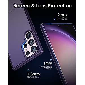 CASEKOO Genuine Official for Samsung Galaxy S23 Ultra case (10FT Military Drop Protection) (Zero-Smudge Tech) Translucent Hard Back & Soft Bumper, Protective Slim S23 Ultra Case 6.8'' 2023, Purple