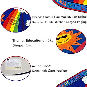 KidCarpet.com Sky's The Limit Classroom Rug 7'6" x 12' Oval Kid Educational Learning Rug for School Classroom, Kids Play Rug for Learning Numbers, Colors & Alphabets Area Rug for Kids