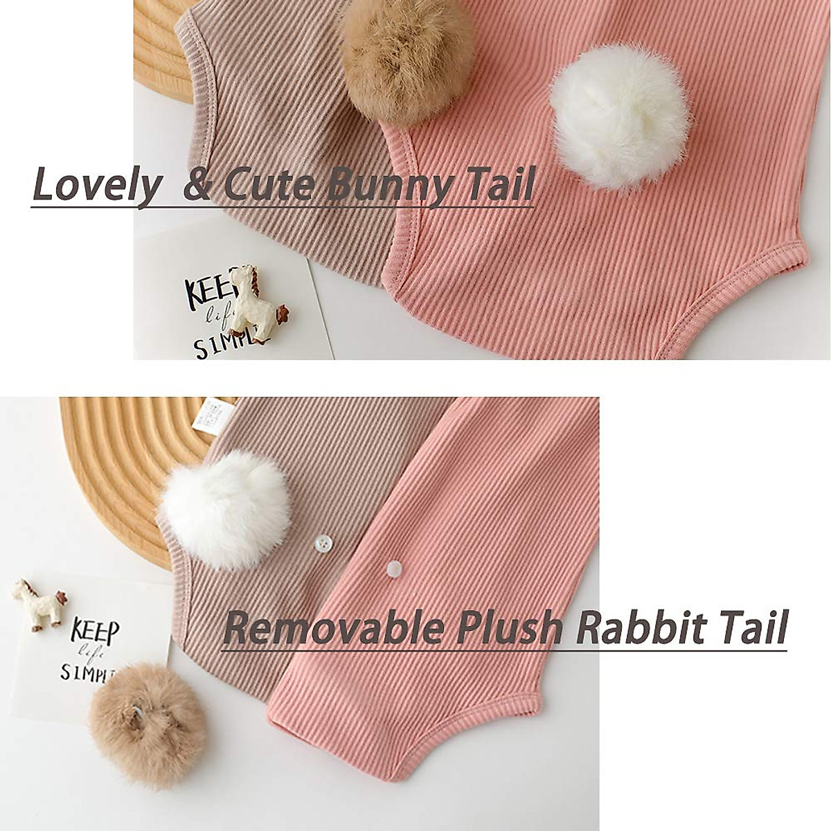 ACEHCEAR Baby Boys Girls Bunny Outfit My First Easter Outfits Baby Halloween Costume Infant Newborn Bodysuit Romper with Long Bunny Ear Hat 0-6 Months
