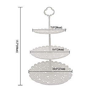 Set of 2 Pieces 3 Tier Dessert Stand Fruit Plate Cupcake Plastic White Cup Cakes Desserts Fruits Candy Buffet Serving Tray (White Round 2pcs)