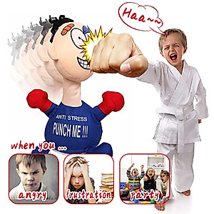Stress Relief Boxing Desk Toys, Desktop Punching Bag Angry Management Doll, Anti Stress Plush Screaming Doll, Comfortable Touching Me Decompress Toys, Funny Gifts for Friends,Coworkers,Kids Adult