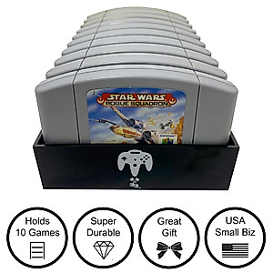 Collector Craft, Black, N64 Compatible Cartridge Holder, N64 Game Tray, Holds 10 Games, Organization, Retro Video Game Collection, Works with Nintendo 64 NTSC and PAL Cartridges