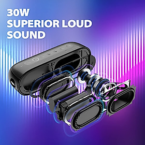 Tribit XSound Mega Portable Bluetooth Speaker, Loud & Deep Bass with Pure Titanium Drivers, IPX7 Waterproof, LED Lights, 20H Playtime, Built-in Powerbank Handle Strap for Camping, Travel, Party