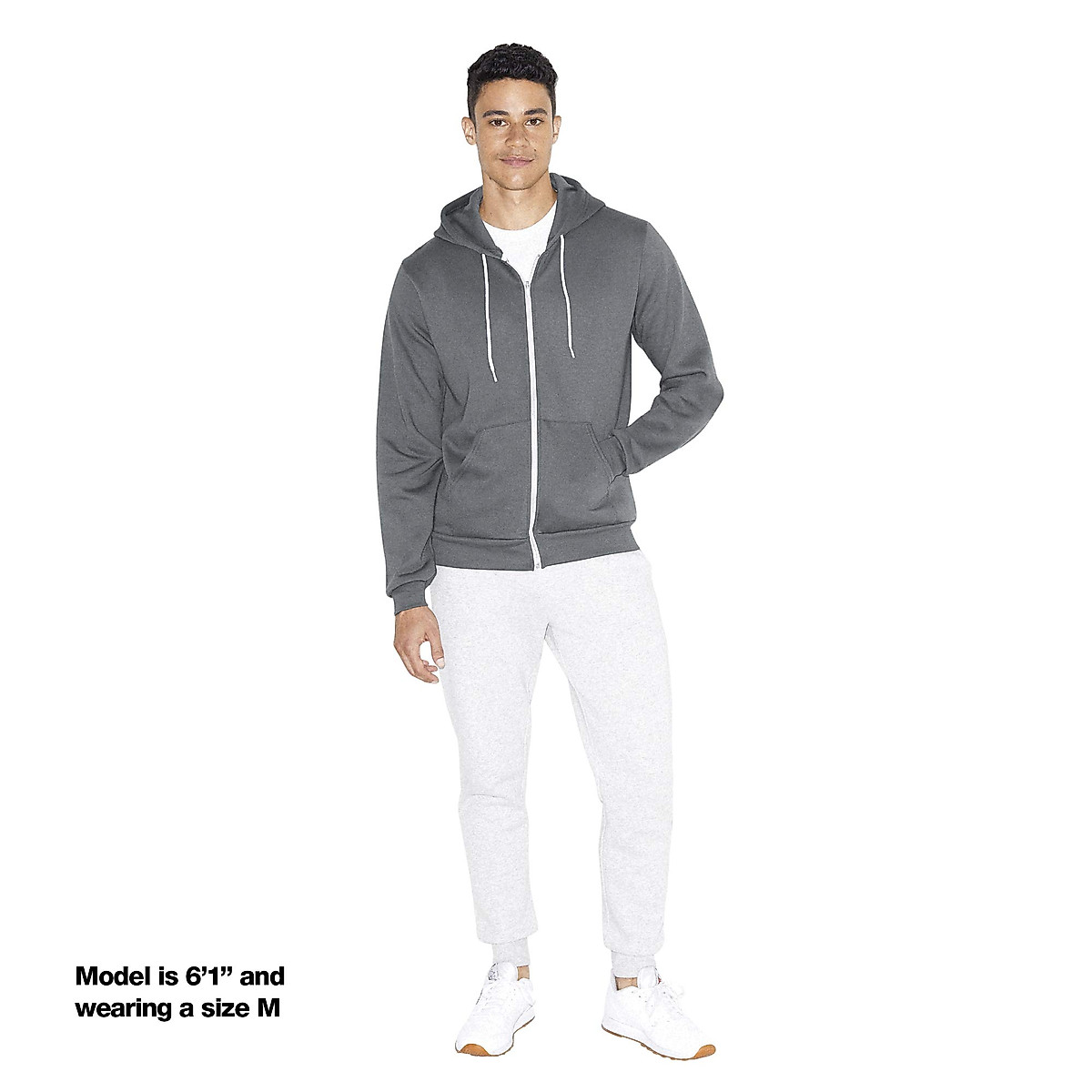 American Apparel Men's Flex Fleece Long Sleeve Zip Hoodie, Asphalt, X-Small