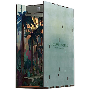 DESMOND 3D Book Nook kit, Forest World Epic Dragons DIY Miniature Dollhouse Kit Bookshelf Insert Personalized Assembled Bookends Wooden Puzzle Miniature Kit