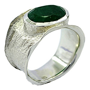 Jewelryonclick Indian Emerald Sterling Silver Statement Rings for Women Jewelry Size 5,6,7,8,9,10,11,12