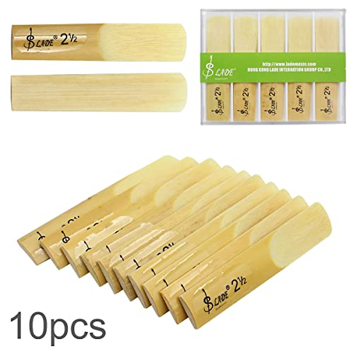 OriGlam 10pcs Alto Sax Saxophone Reeds 2.5 Reed, Alto bE Saxophone Reeds Lade Bamboo 2-1/2 Reed Strength 2.5 for Clarinet, Soprano or Alto Sax