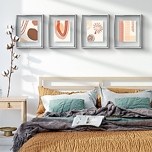 Frametory, Floating Picture Frame 11x14 - Silver Aluminum Metal Photo Frame - Real Glass of Front - for Wall Mount Displays