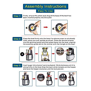 Masticating Juicer,Whole Slow Juicer Extractor by Vitalisci,Cold Press Juicer Machine,Anti-Oxidation for Fruit and Vegetable,Easy to Clean and BPA Free,(300W AC Motor/3.15" Wide Chute/40 RPMs)-Silver