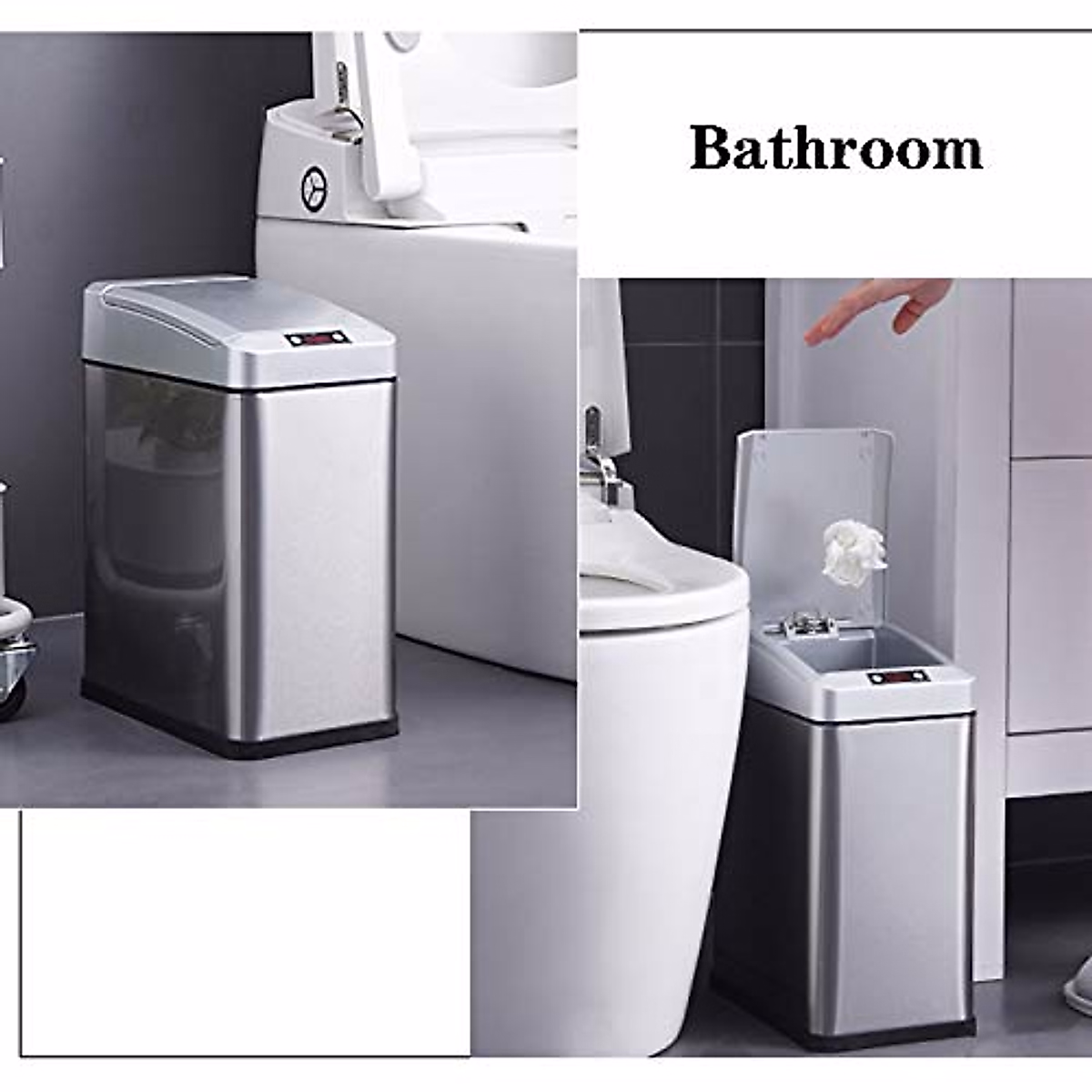 Slim Smart Trash Can Simple Induction Trash Can Household Trash Bin with Lid Smart Living Room Kitchen Large Capacity Trash Can (Silver/Gold) Bathroom Trash Can (Capacity : 22L, Color : Gold)