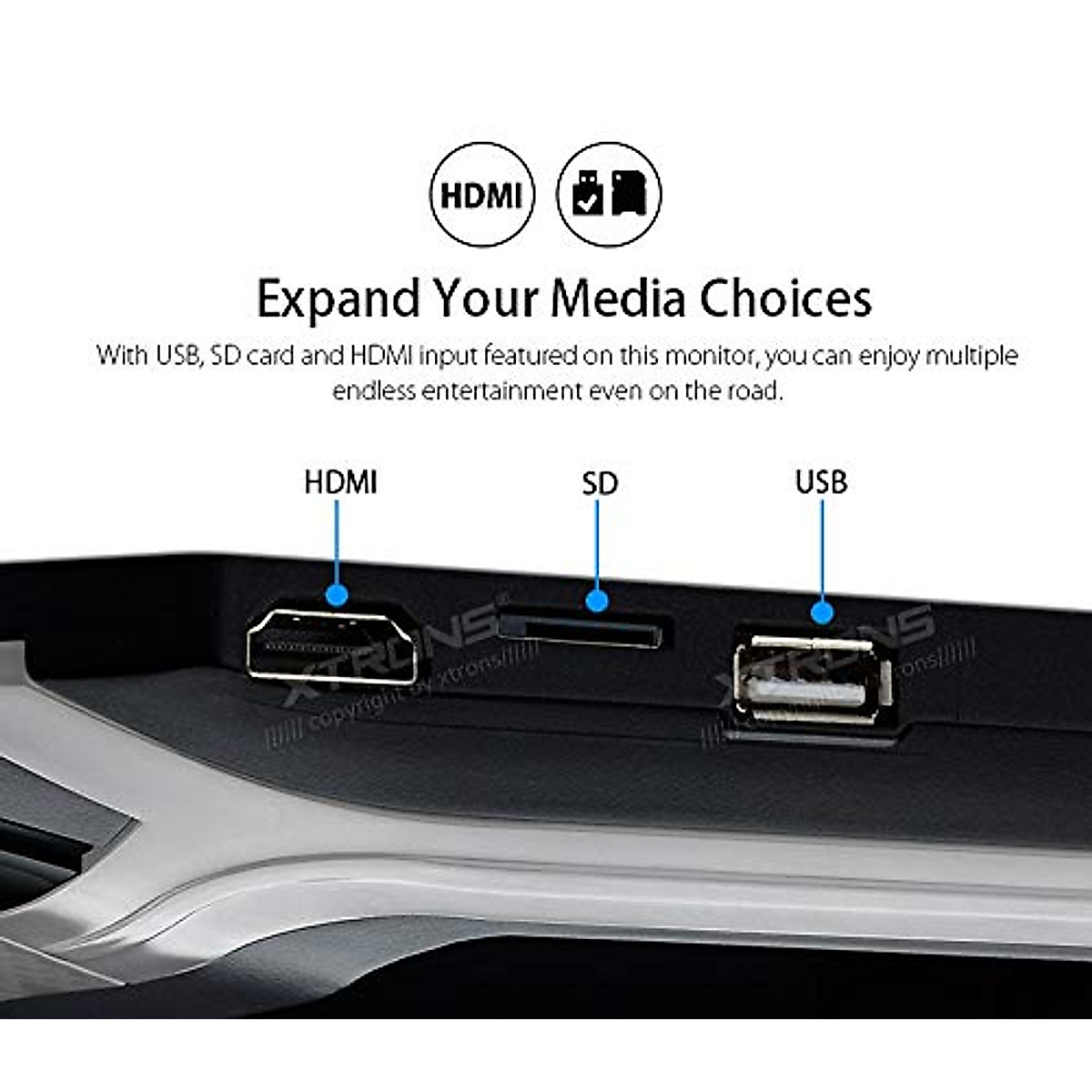 XTRONS® 15.6 Inch Ultra-Thin FHD Digital TFT Screen 1080P Video Car Overhead Player Roof Mounted Monitor HDMI Port (No DVD)