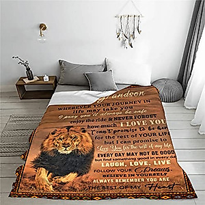 AJIIUSV Grandson Gifts Blanket from Grandma Grandpa Birthday Gifts for Grandson Throw Blankets to Grandson from Grandparents Thanksgiving Valentines Day Graduation Gifts 50"x60"